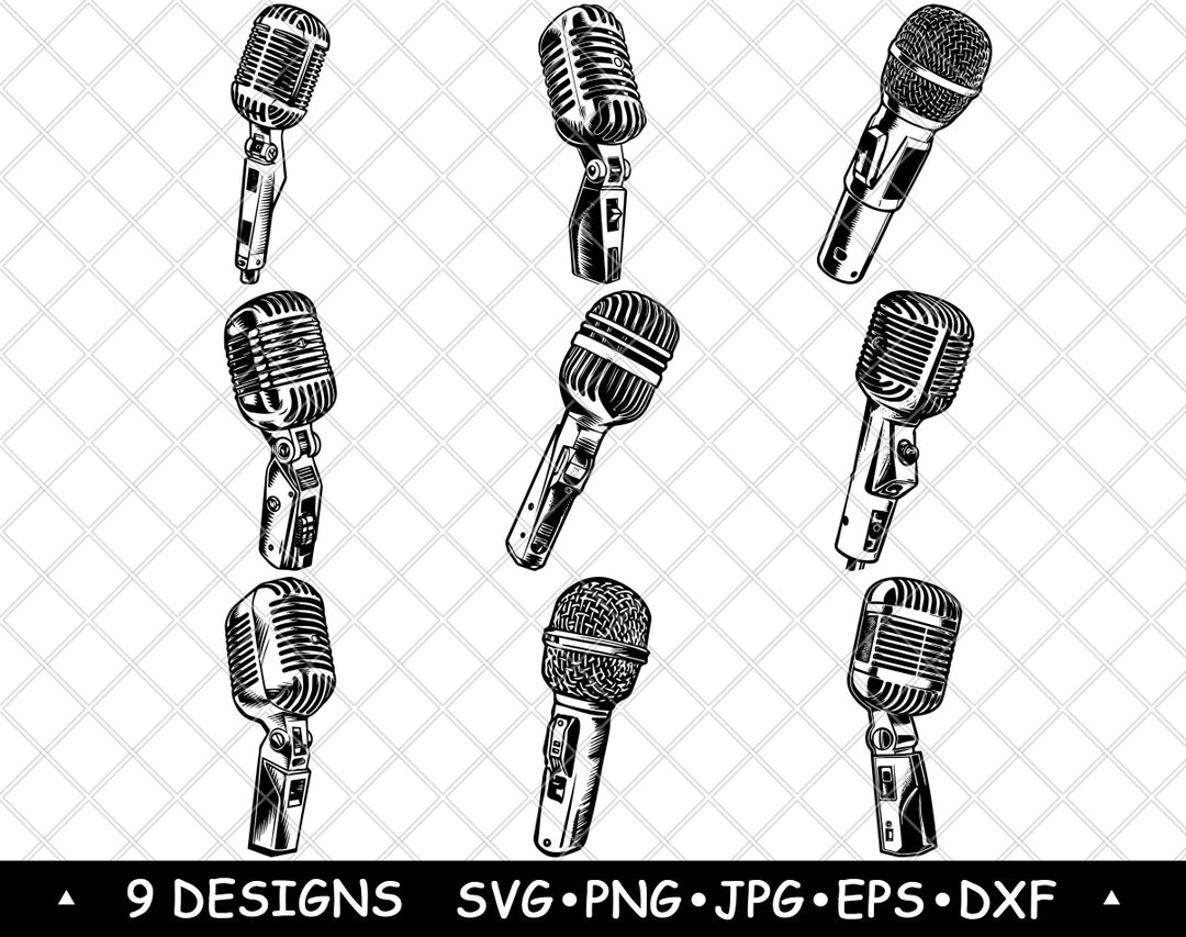 Microphone Voice Recording Condenser Dynamic Studio Mic Laser File SVG ...