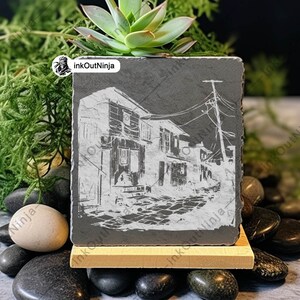 Urban Slum Poor House Neighborhood Overcrowded Squat Coaster Black ...