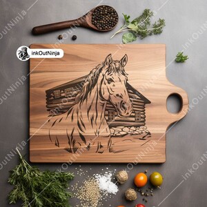 Rustic Barn Horse Farm Stable Country Ranch Cowboy Rural Laser File SVG PNG JPG Grayscale Burn ...