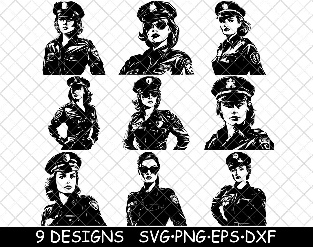 Female Police Officer Lady Cop Woman Law Enforcer Duty Laser File SVG ...