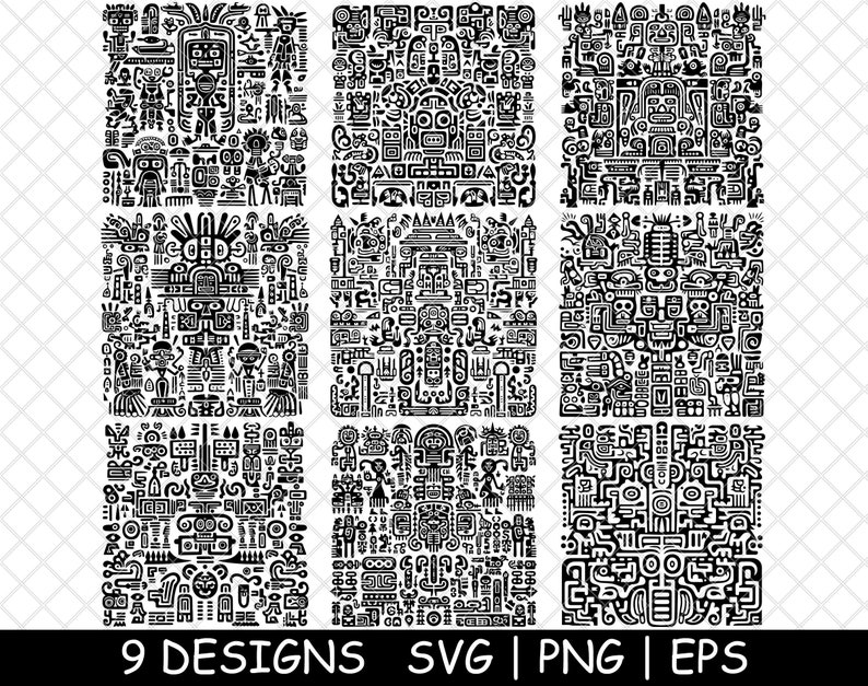 Aztec Hieroglyphs Art Symbols Writing Ritual Mexican - Etsy