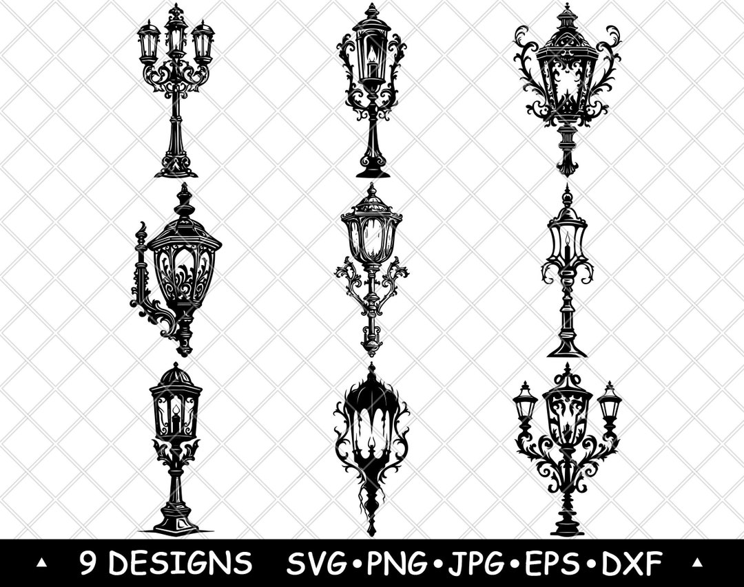 Medieval Street Lamppost Vintage Lantern Gothic Castle Laser File SVG ...