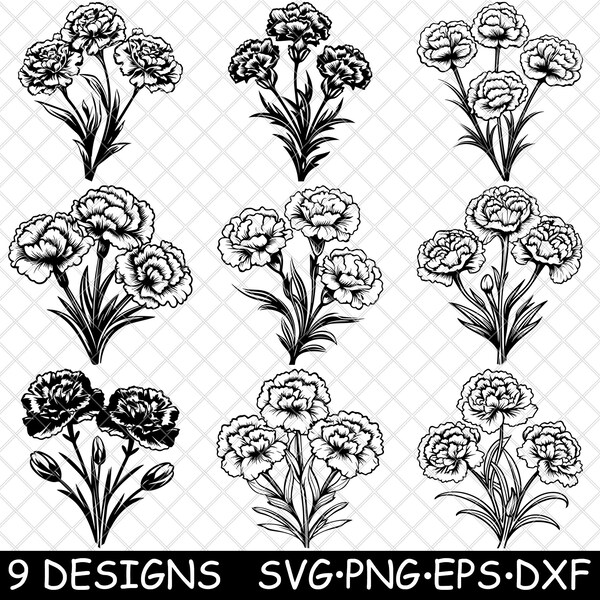 Carnation Bouquet Svg - Etsy