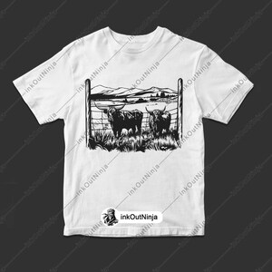 Highland Cattle Cow Farm Rustic Barn Ranch Fence Heifer Longhaired Svg ...