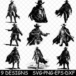 Western Cowboy Gunslinger Outlaw Wanted Bandit Duel Png,svg,eps,cricut ...