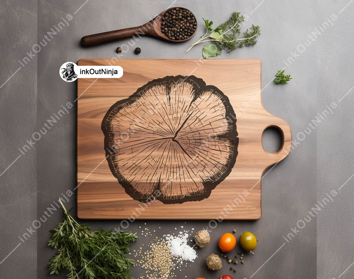 Circular Wood Slice Tree Disc Round Slab Piece Cut Log Bark Laser File ...