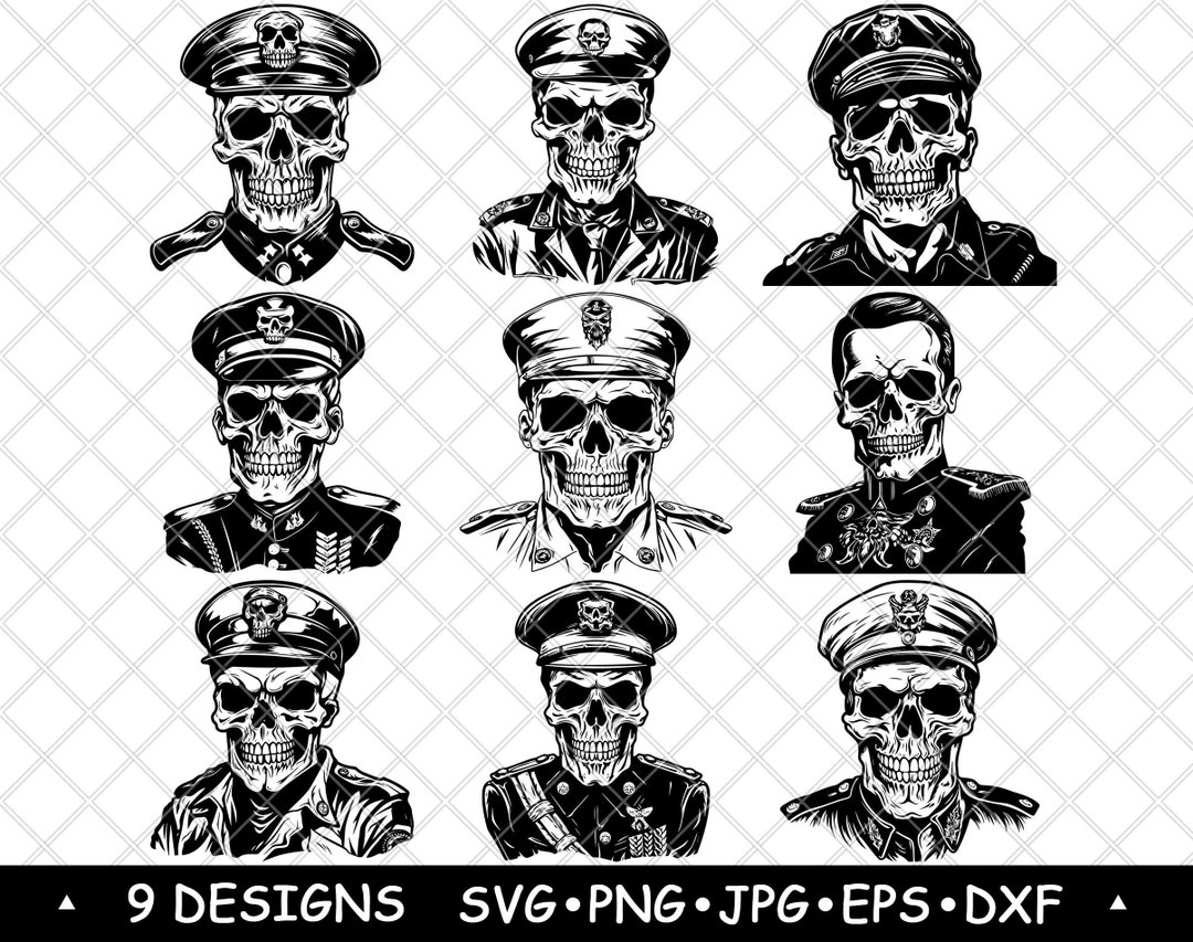 Skeleton General Army US Military Skull Dead Pilot War Coaster Black ...
