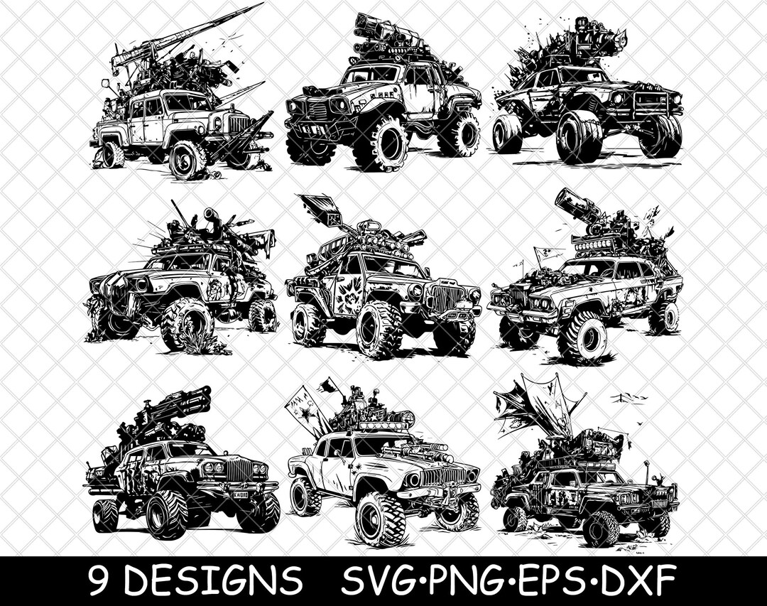 Mad Vehicle Max Cars Wasteland Rigs Warrior Off-road 4x4 Laser File SVG ...