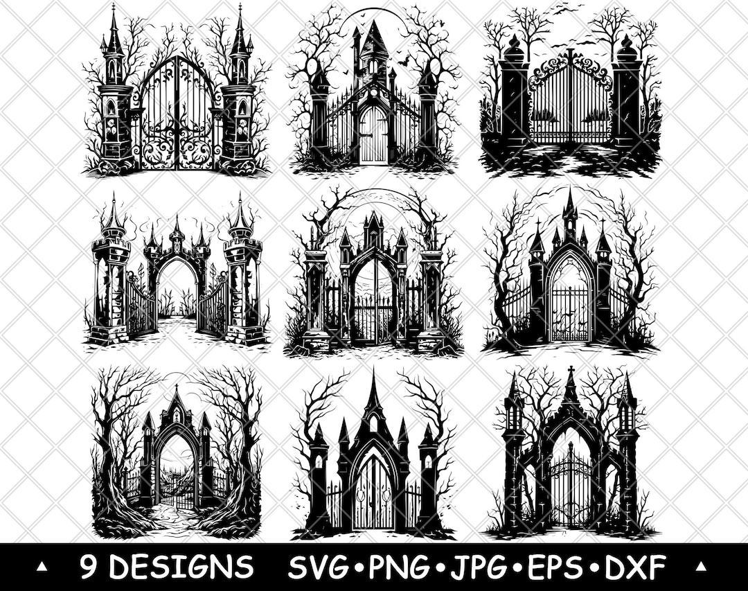 Gothic Victorian Gate Creepy Medieval Intricate Eerie Arch Design Svg ...