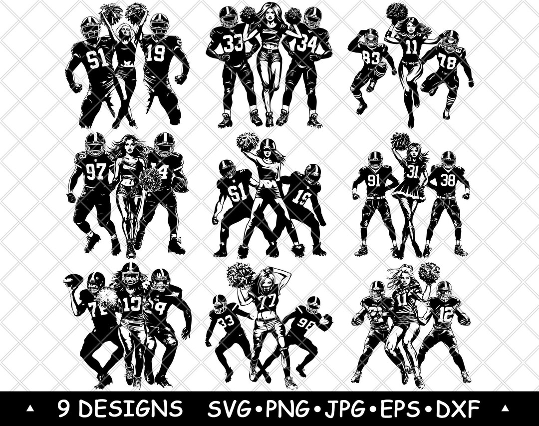 Football Players Cheerleader Team Sports Champion Squad Laser File SVG ...