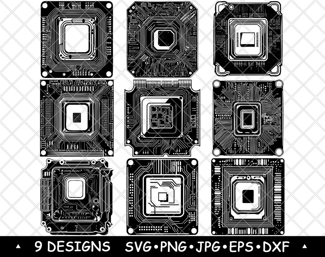 Cpu Core Central Processor Unit Microchip Motherboard Laser File SVG ...