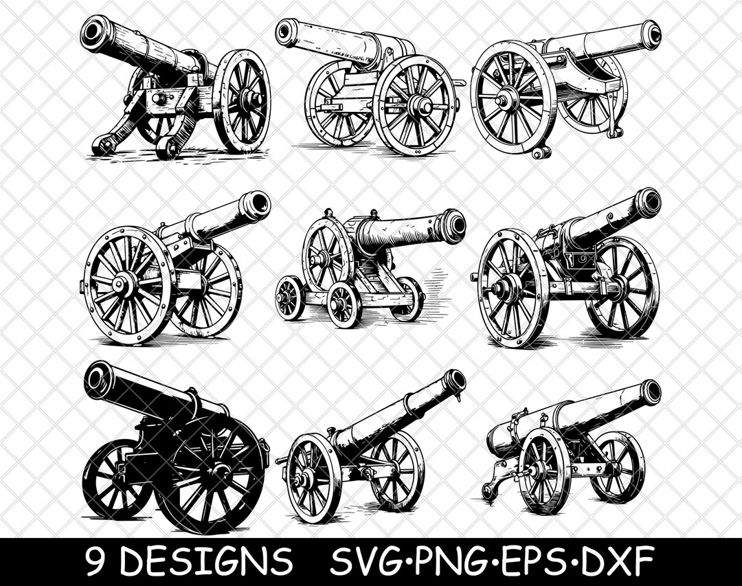 Vintage Medieval Cannon Antique Artillery Gun Barrel War Laser File SVG ...