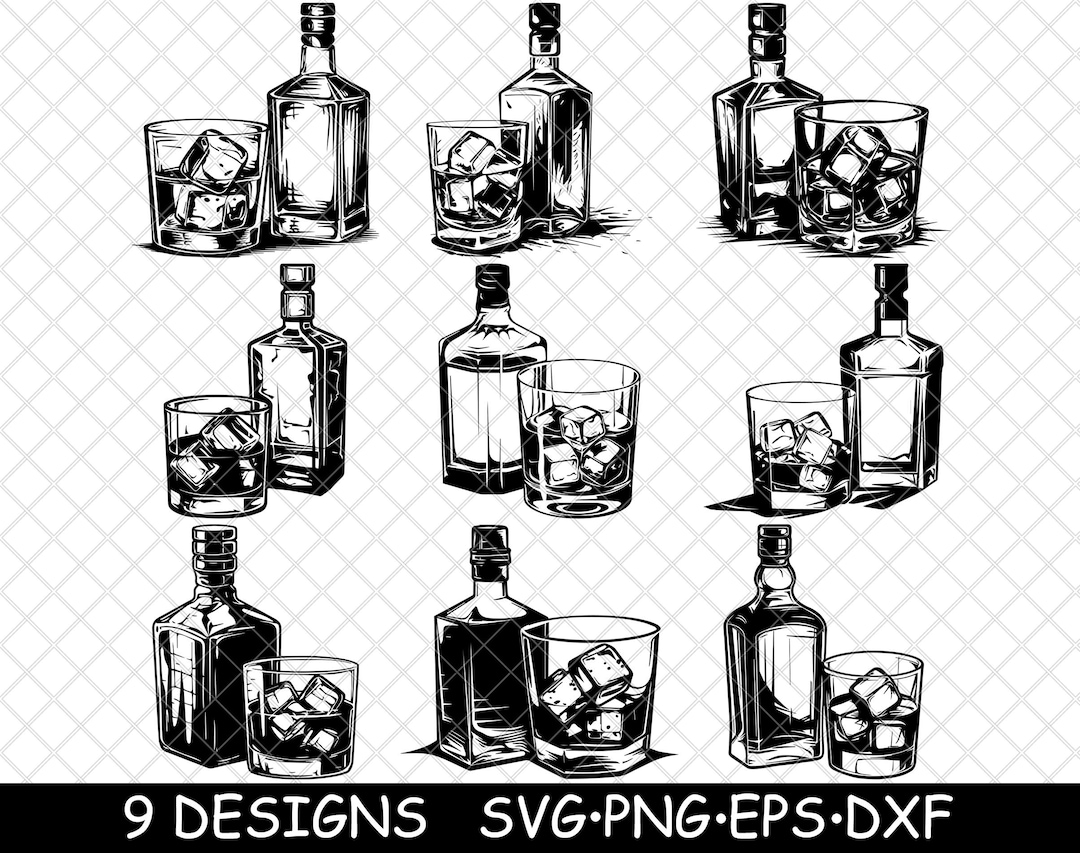 Whiskey Bourbon Ice Scotch Rhum Liquor Distilled Irish Rye Malt Svg,dxf ...
