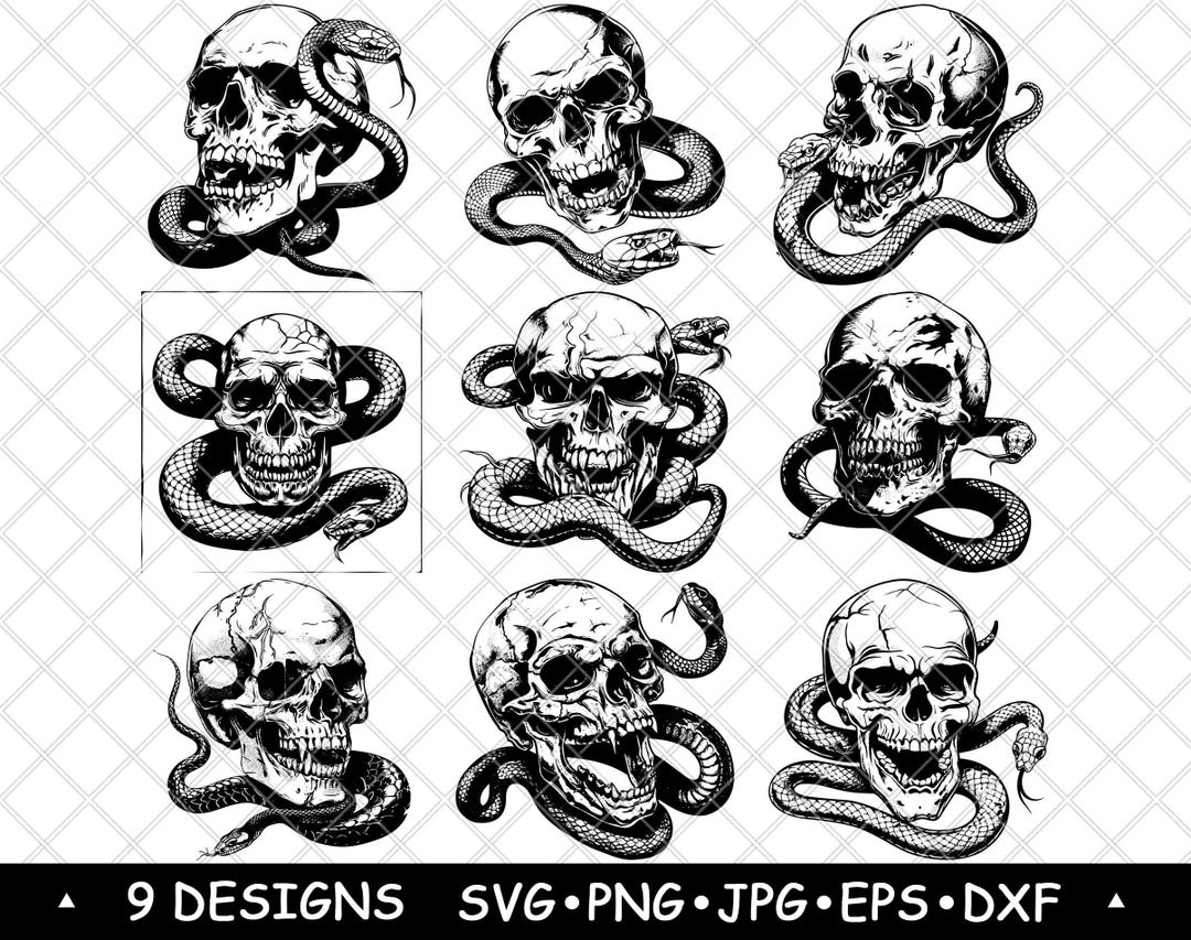 Halloween Skull Snake Serpent Resident Dead Man Head Evil Tattoo Laser ...