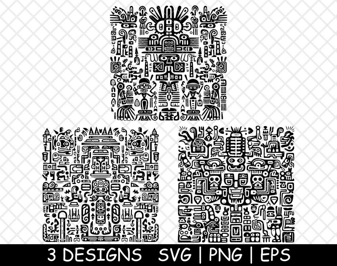 Aztec Hieroglyphs Art Symbols Writing Ritual Mexican Png,svg,eps,cricut ...