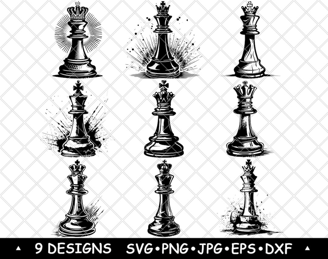Chess King Queen Crown Board Game Piece Strategy Gift Laser File SVG ...