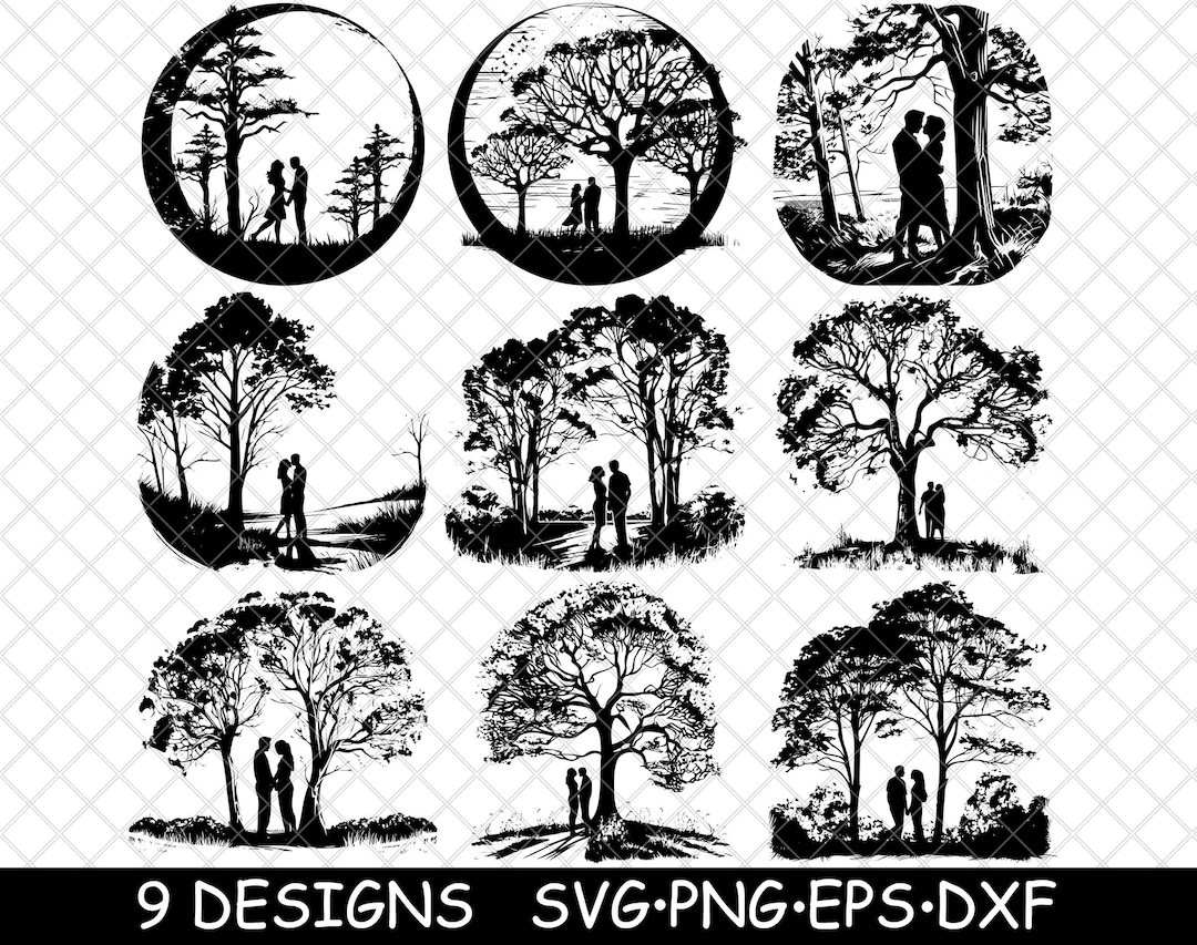 Couple Trees Moon Love Valentine Pair Romantic Scene Board Coaster ...