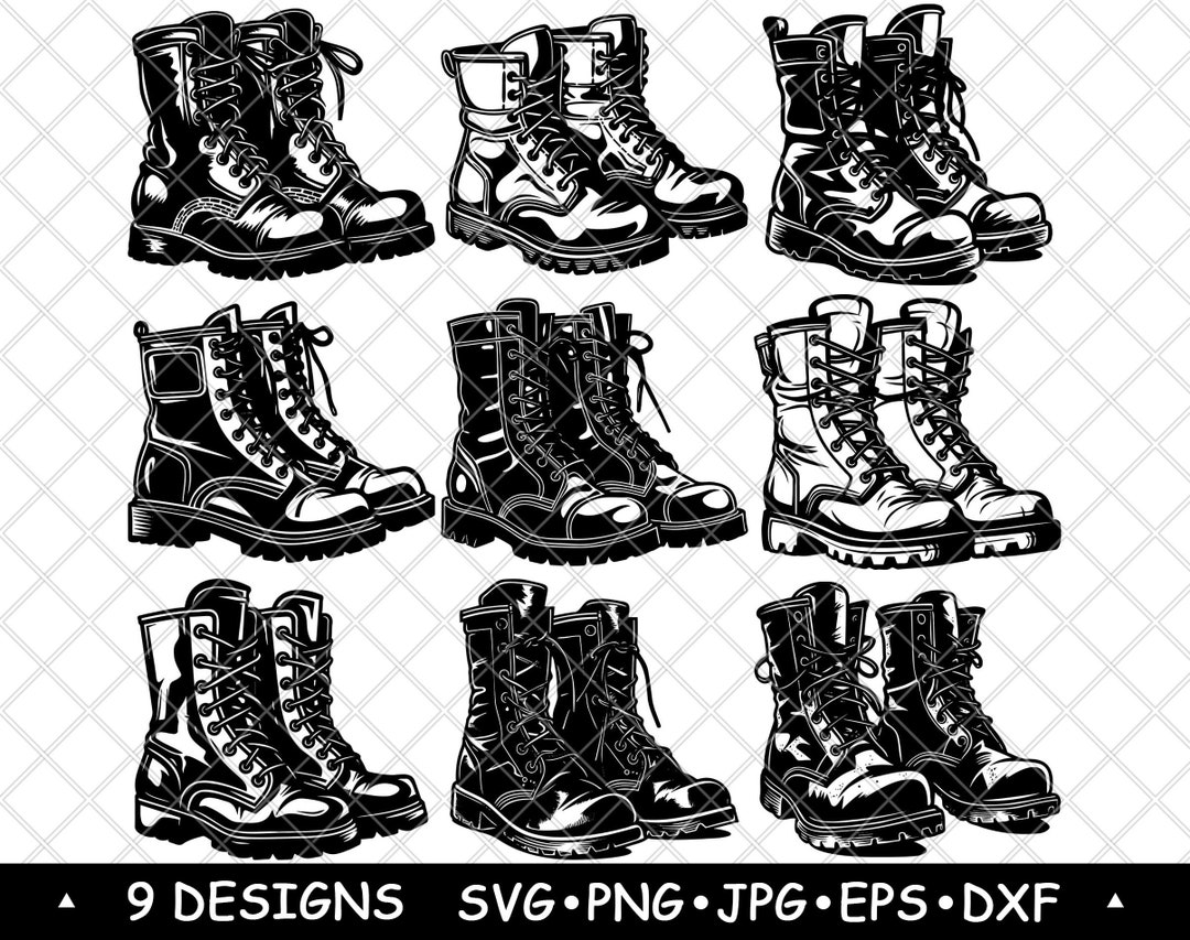 Military Combat Boots Tactical Footwear Soldiers Shoes Laser File SVG ...