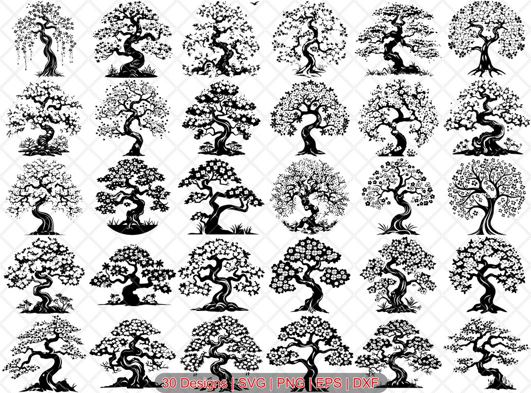 Sakura Cherry Blossom Japanese Flowering Tree PNG, EPS, SVG, Dxf Cricut ...