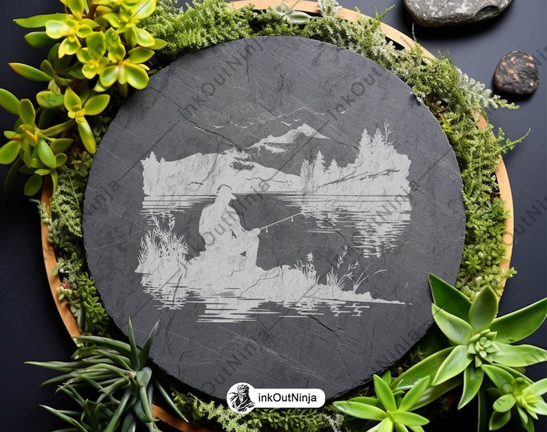 Man Fishing Lake Riverbank Angler Shore Fisherman Water Recreation Svg ...