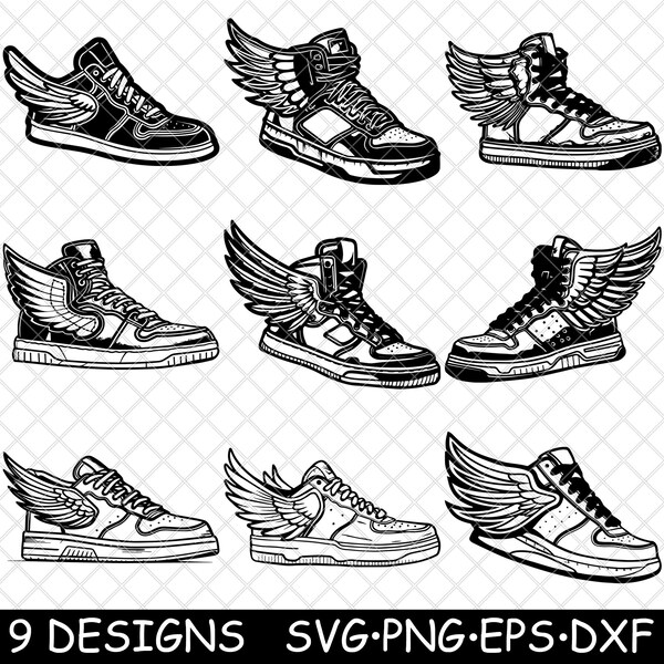 Running Shoe With Wings Svg - Etsy