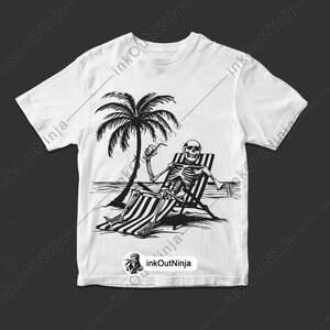 Skeleton Sunbathing Cocktail Drink Tropical Beach Chair Laser File SVG ...