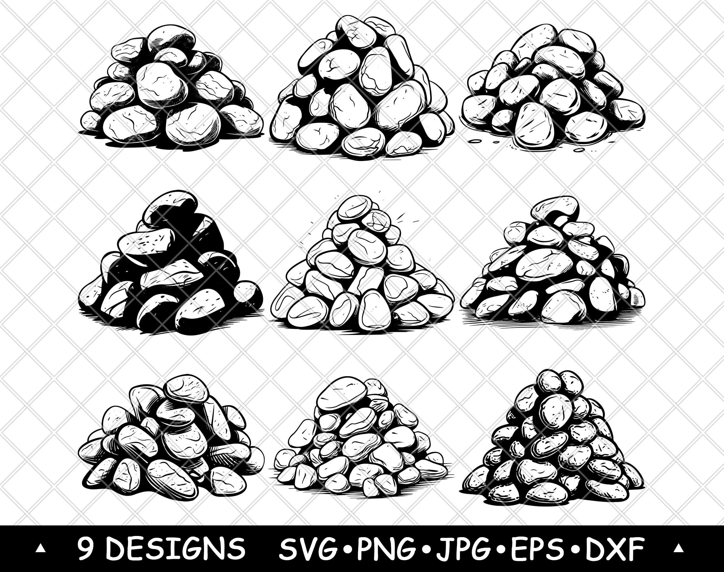 Rock Pile Clipart Bundle Stone Stack PNG SVG Pebble Piles Set for ...