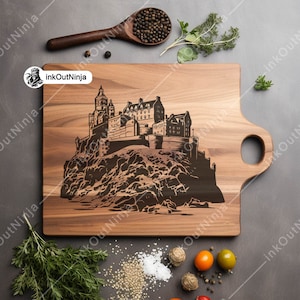 Edinburgh Castle Scotland Fortress Scottish Palace Coaster Black White ...