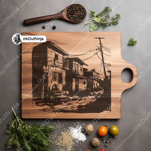 Urban Slum Poor House Neighborhood Overcrowded Squat Coaster Black ...