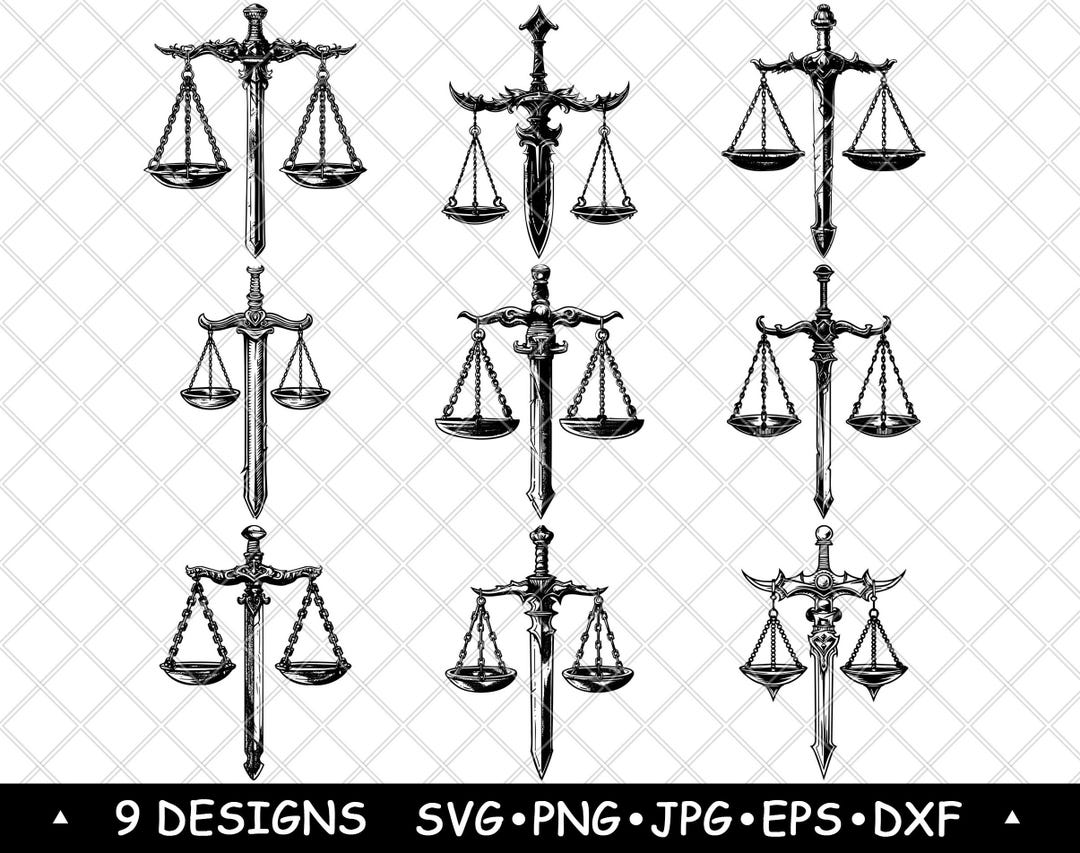 Justice Scale Sword Balance Judgement Law Equality Legal Laser File SVG ...