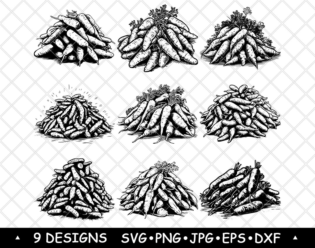 Carrots Vegetable Root Crops Orange Organic Farm Harvest Laser File SVG ...