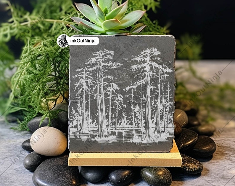 Cypress Tree Wetland Swamp Bundle SVG PNG Black and White Bayou Forest ...