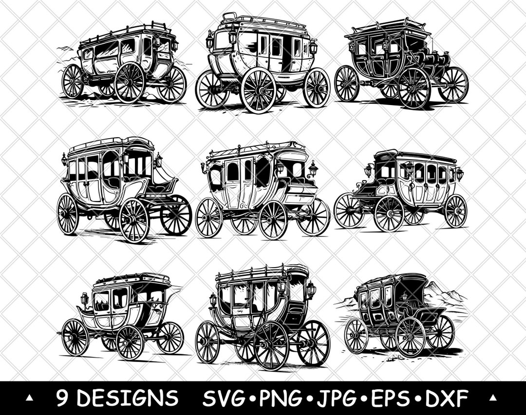 Western Stagecoach Vintage Vehicle Old Travel Wagon Trip Laser File SVG ...