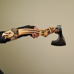 Custom Engraved Eagle Head Viking Axe With Bearded Blade, Norse Battle ...