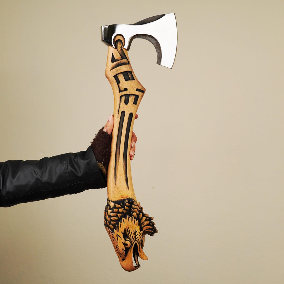 Custom Engraved Eagle Head Viking Axe With Bearded Blade, Norse Battle ...