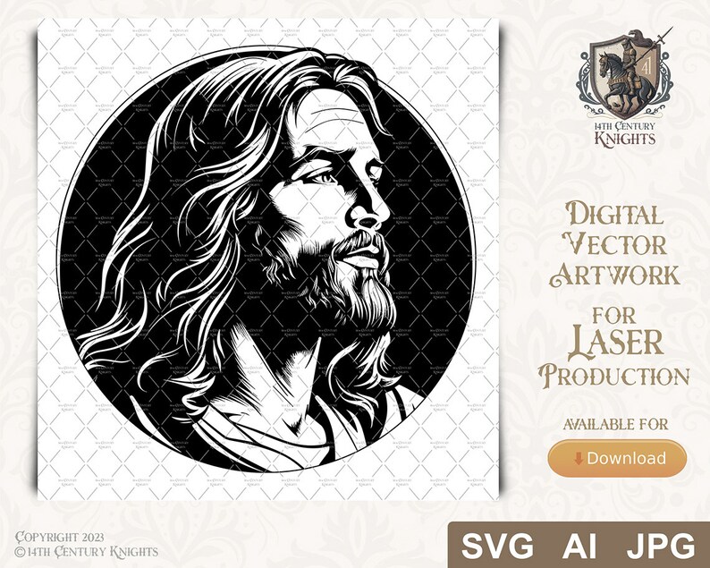 Vector SVG Jesus Christ for Laser Engraving, Digital Artwork Download ...