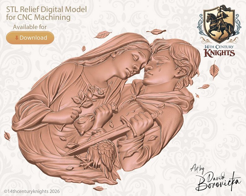 Romeo and Juliet, STL Relief Model for CNC or 3D Printing (digital ...
