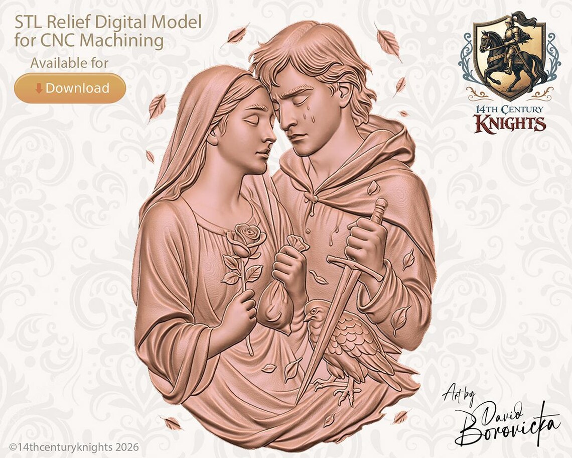 Romeo and Juliet, STL Relief Model for CNC or 3D Printing (digital ...