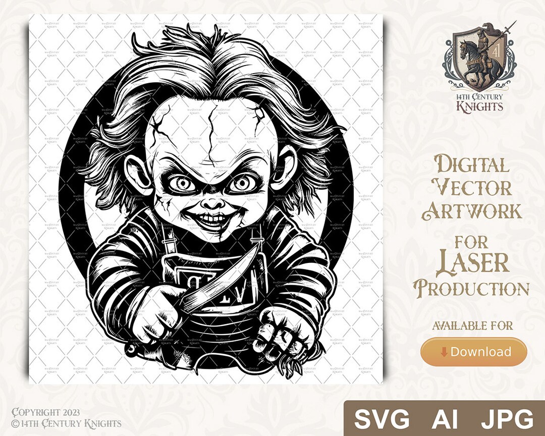 Vector SVG Chucky Doll for Laser Engraving, Digital Artwork Download ...