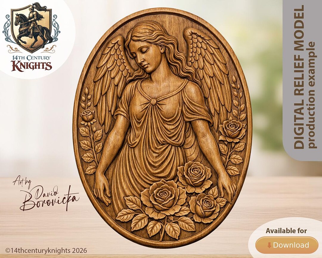 Angel of Serenity 3D STL Relief Model for CNC Artcam Aspire Vcarve ...