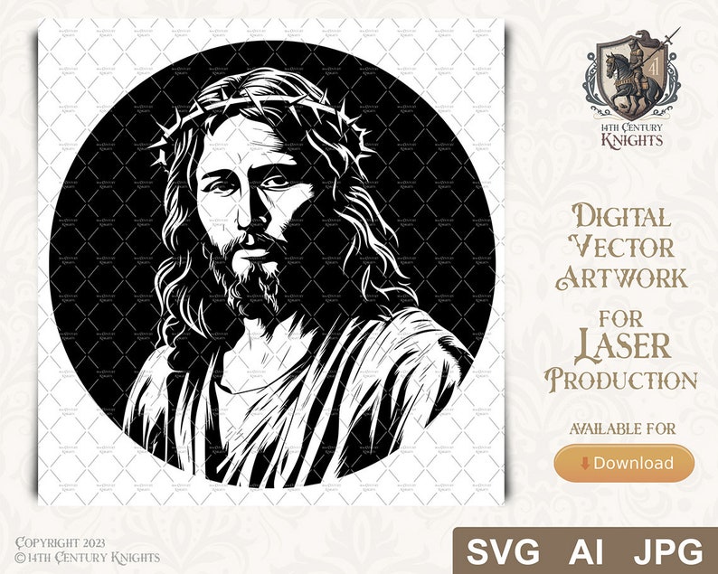 Vector SVG Jesus Christ for Laser Engraving, Digital Artwork Download ...