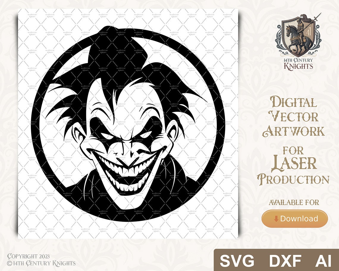 Vector SVG Joker for Laser Engraving, Digital Artwork Download for ...