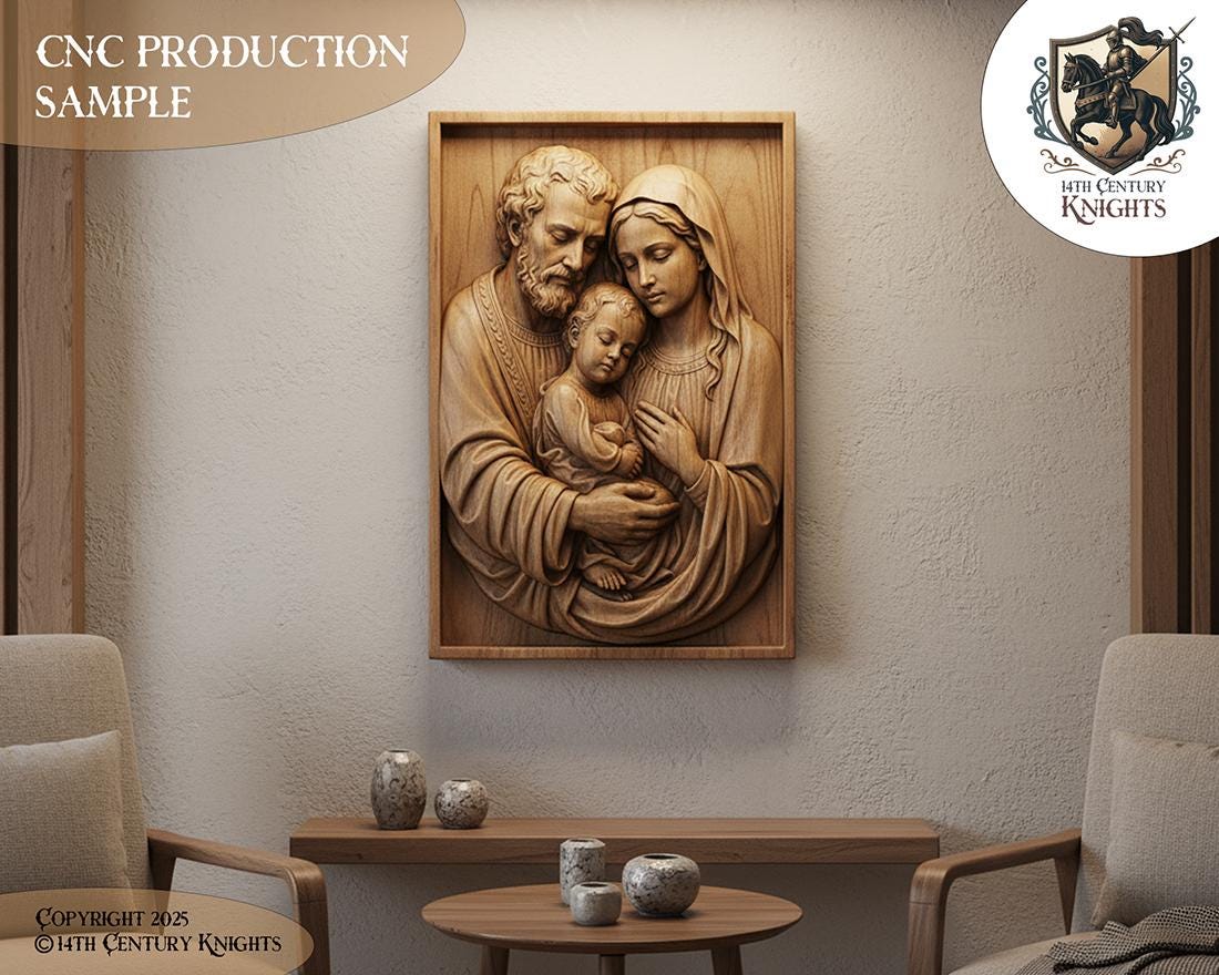 Holy Family Religious 3D STL Relief Model for CNC Artcam Aspire Vcarve ...