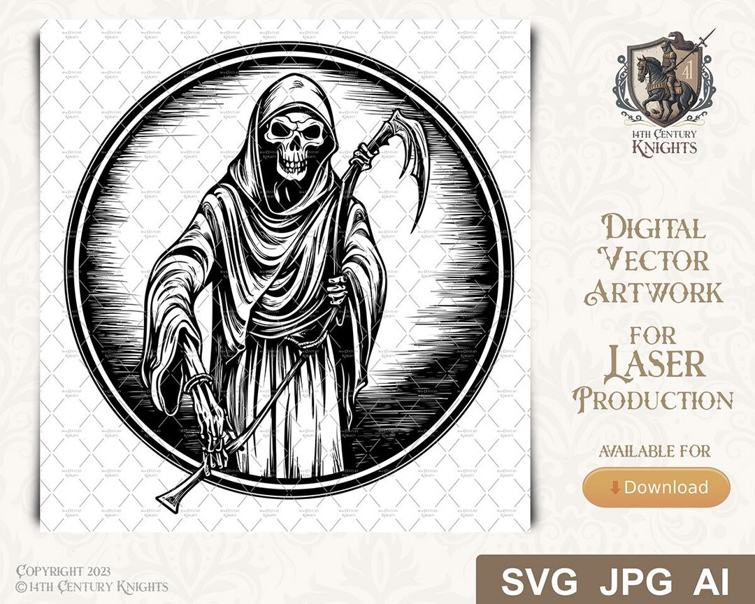 Grim Reaper Vector SVG for Fiber or CO2 Laser Engraving, Digital ...