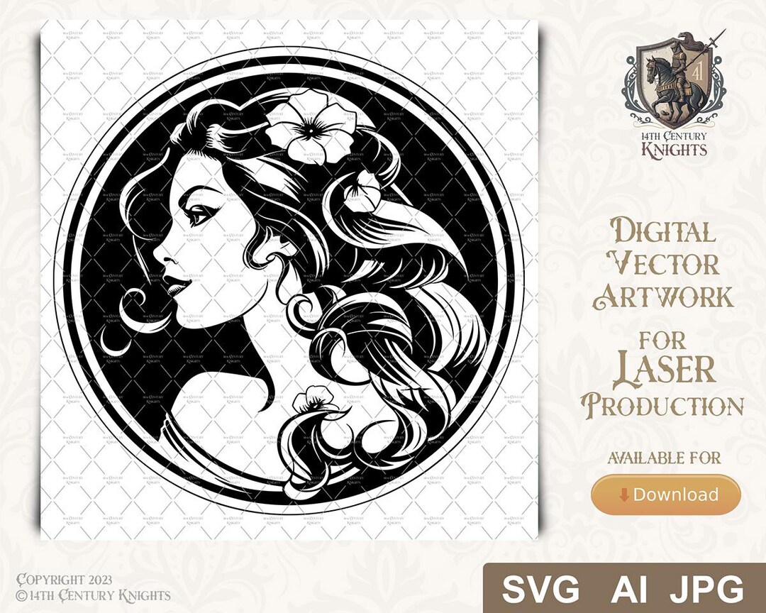 Lady Flowers Vector SVG for Fiber or CO2 Laser Engraving, Digital ...