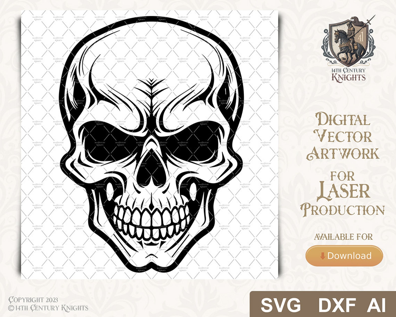 Vector SVG Skull for Laser Engraving, Digital Artwork Download for ...