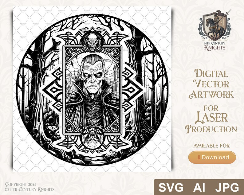 Vector SVG Vampire Scene for Laser Engraving Digital Artwork - Etsy