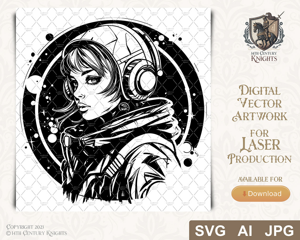 Vector SVG Space Pilot for Laser Engraving, Digital Artwork Download ...