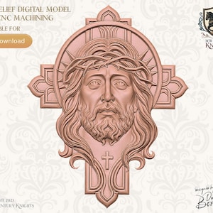 Retrato de Jesús con cruz, modelo en relieve 3D STL para CNC Artcam ...