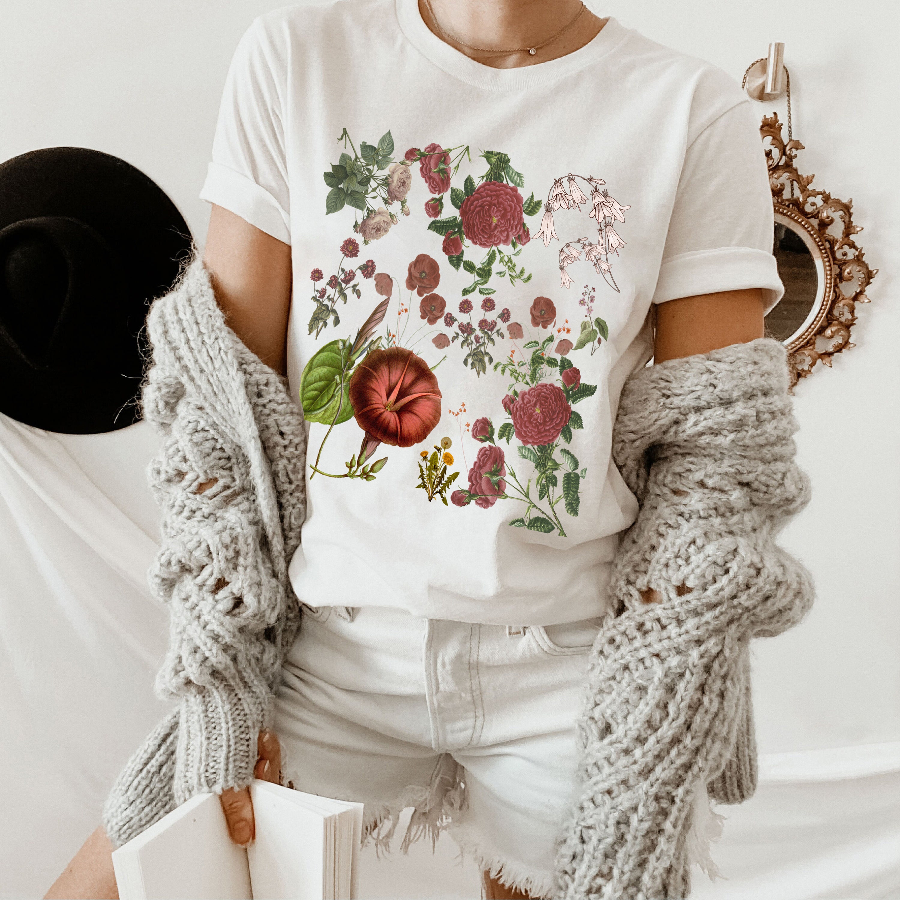 Retro Botanical Flower Sweatshirt Watercolor Botanical | Etsy